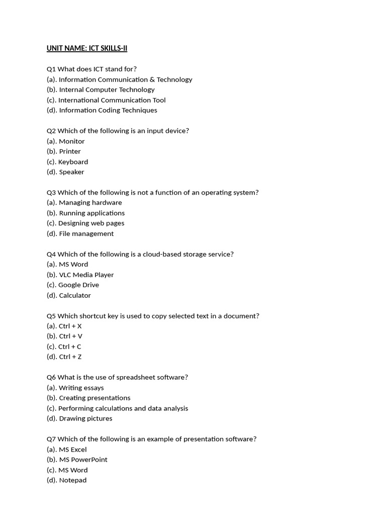 Employability Skills ICT Skills | PDF