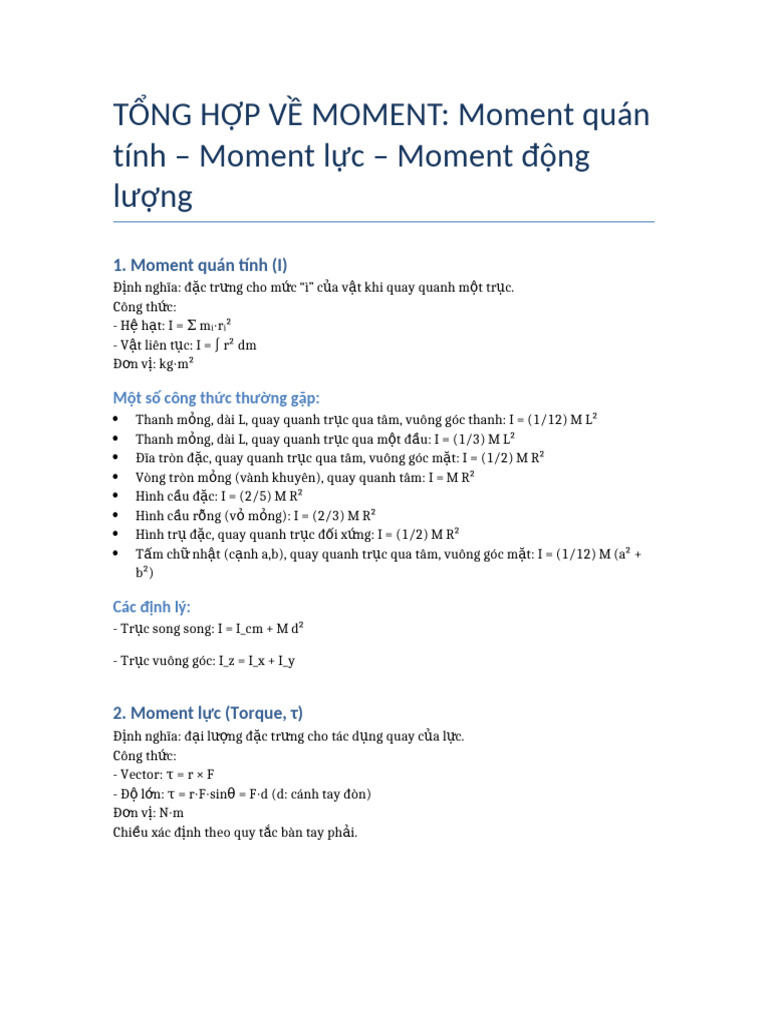 Tong Hop Moment | PDF