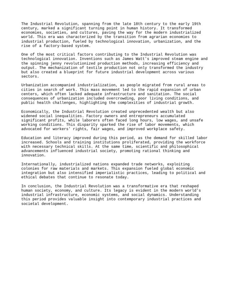 History Industrial Revolution | PDF | Industrial Revolution | Urbanization