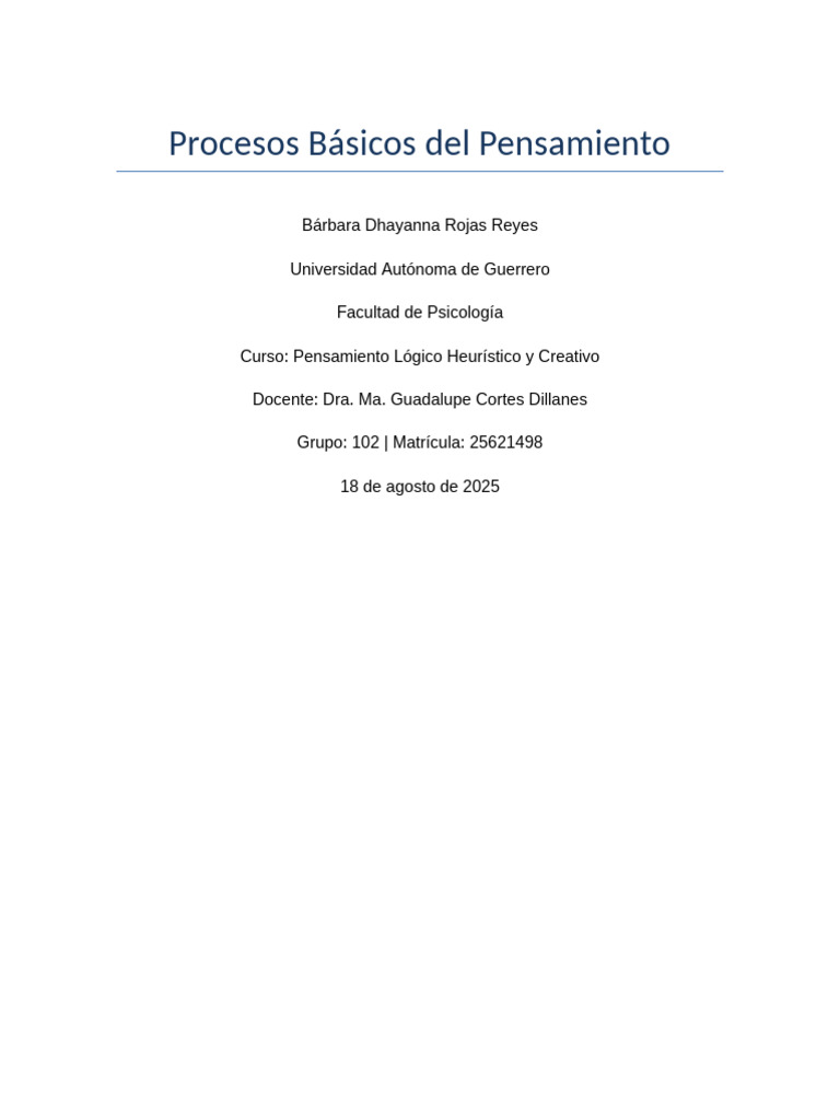 Procesos Basicos Del Pensamiento APA | PDF