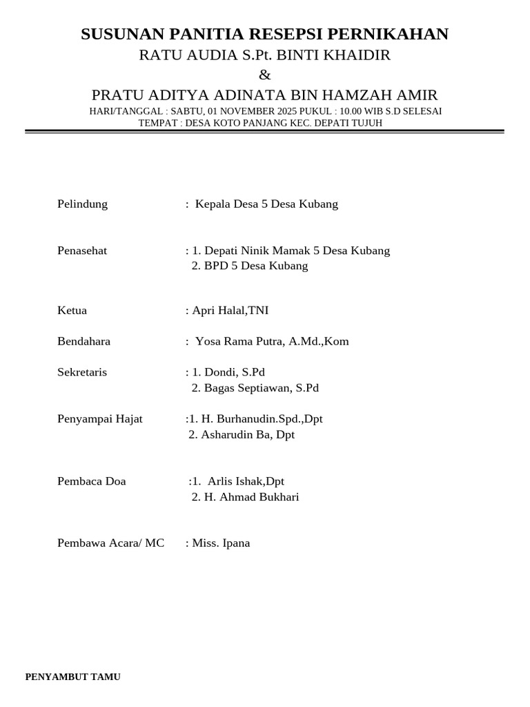 Panitia Ratu & Adit[1] | PDF