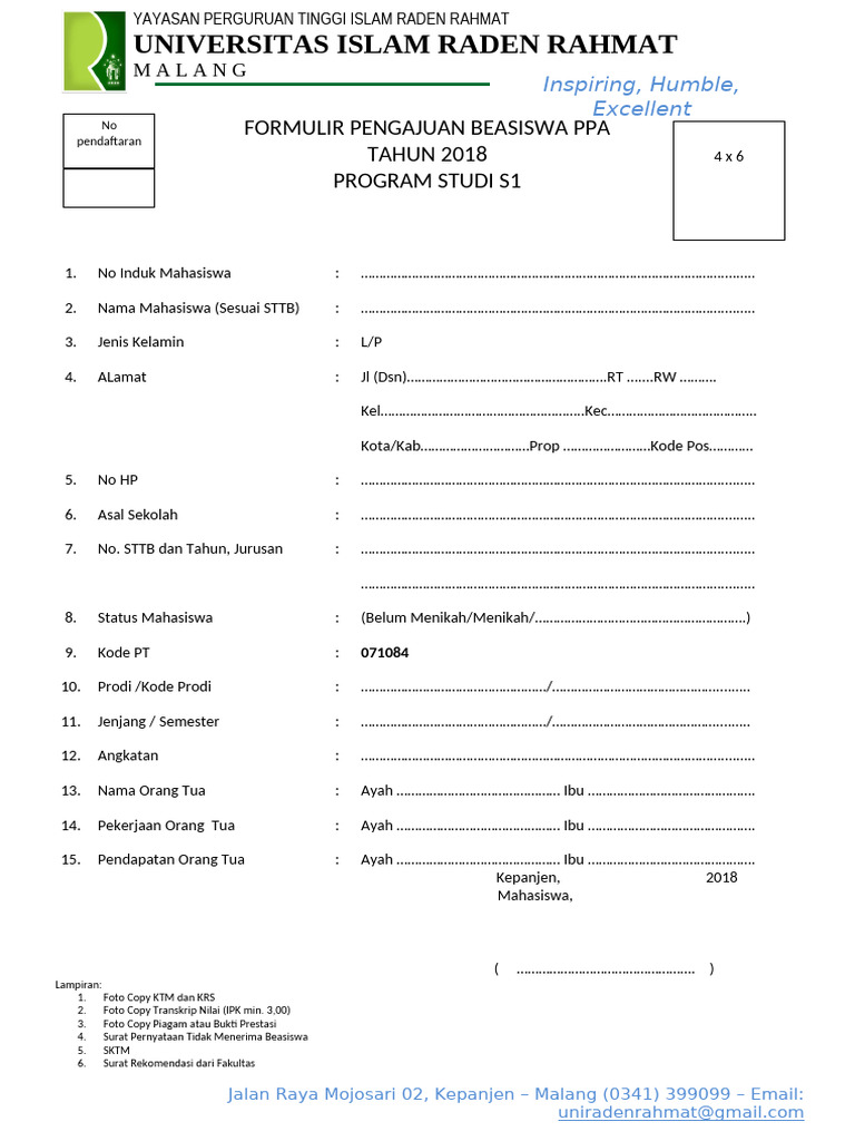 PERSYARATAN Form Pernyataan Beasiswa PPA | PDF