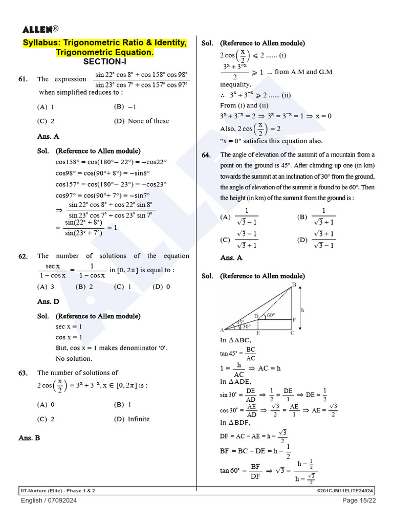 4 FC Class 11 Trigonometric | PDF | Trigonometric Functions | Functions ...
