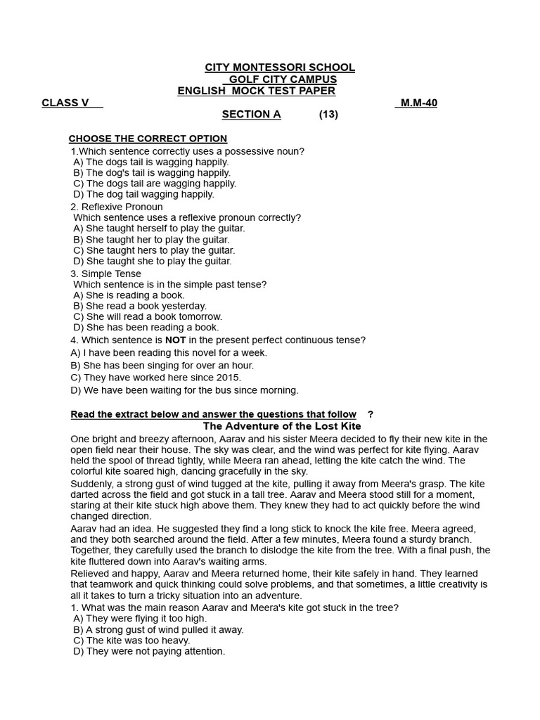 Mock Test Paper Hy 25-26 | PDF