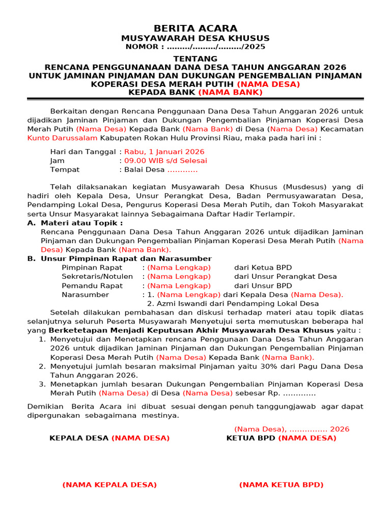 BERITA ACARA, DAFTAR HADIR, NOTULEN, DAN DOKUMENTASI | PDF