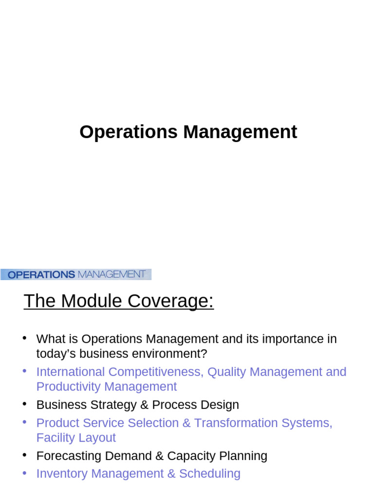 Lecture Note 1 - Introduction to Operations(1) | PDF | Operations Management | Marketing