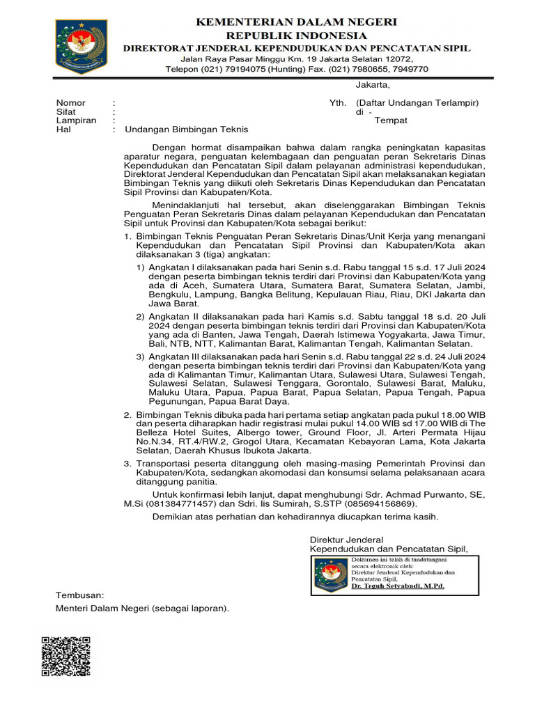 Undangan Bimbingan Teknis | PDF