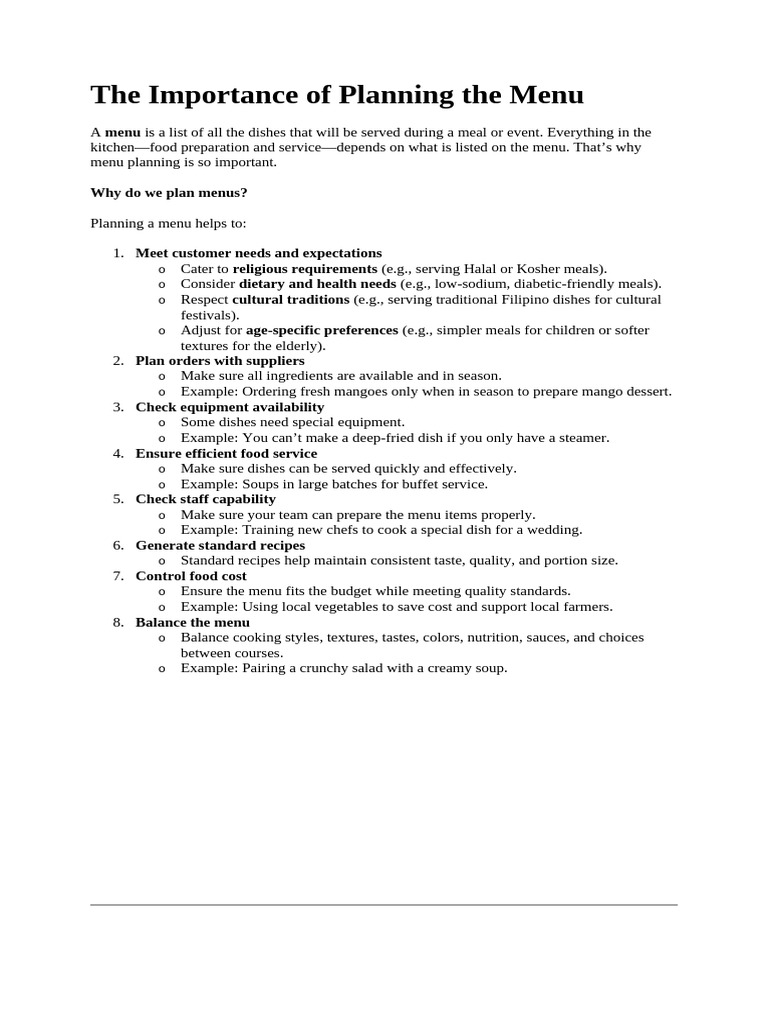 Operations Final1 Menu | PDF | Menu | Food And Drink Preparation