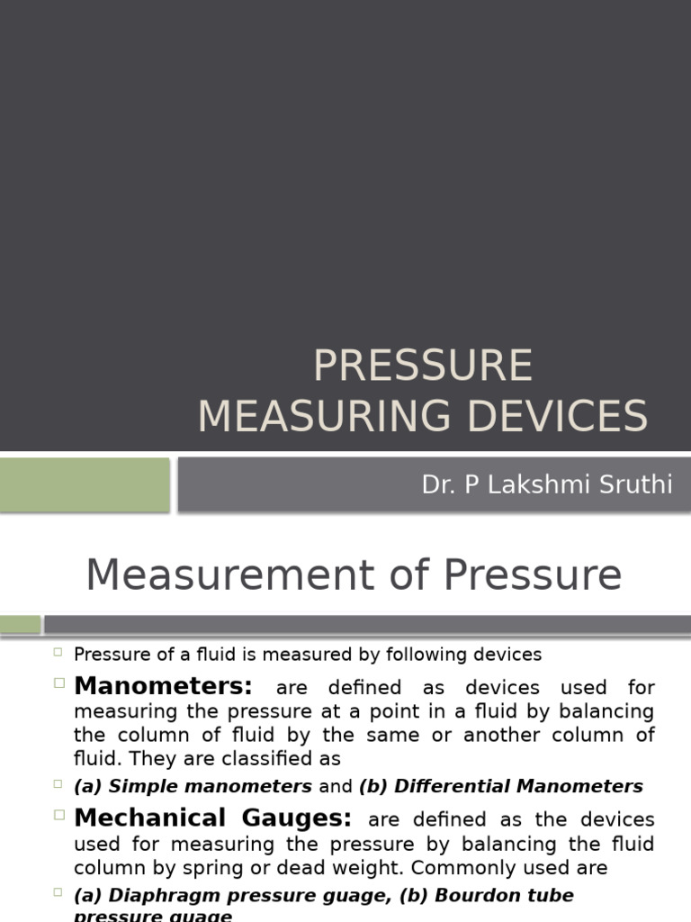 Pressure Measuring Devices Explained | PDF | Pressure Measurement ...