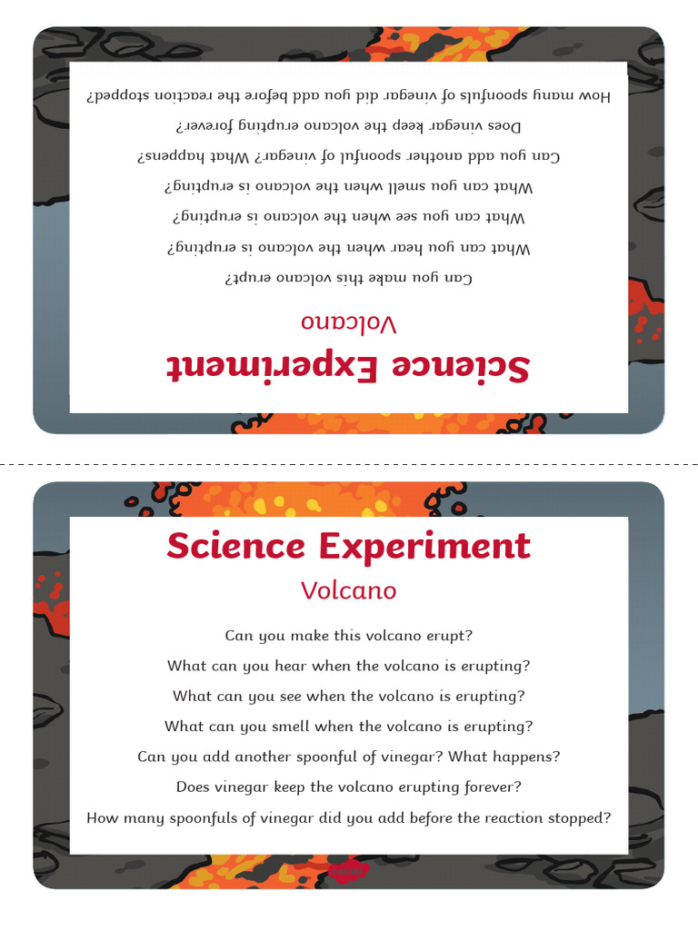 Volcano Science Experiment Prompt Card | PDF