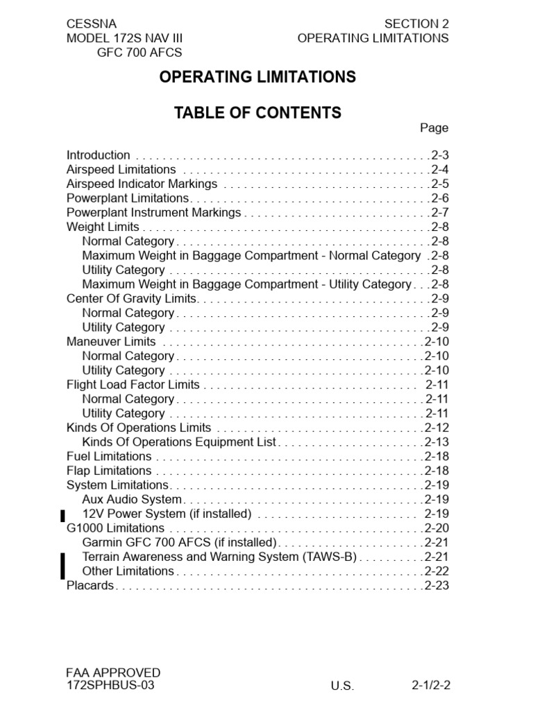 Section 2 - Limitations | PDF | Aviation | Aircraft