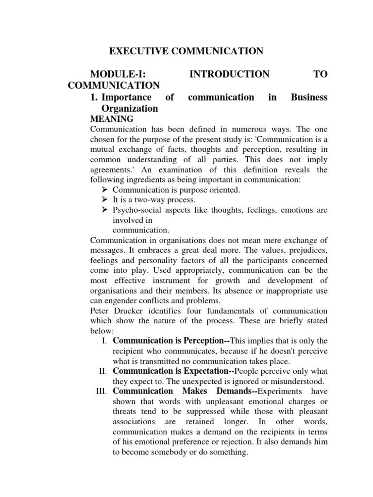 Executive Communication Final Notes | PDF | Nonverbal Communication ...