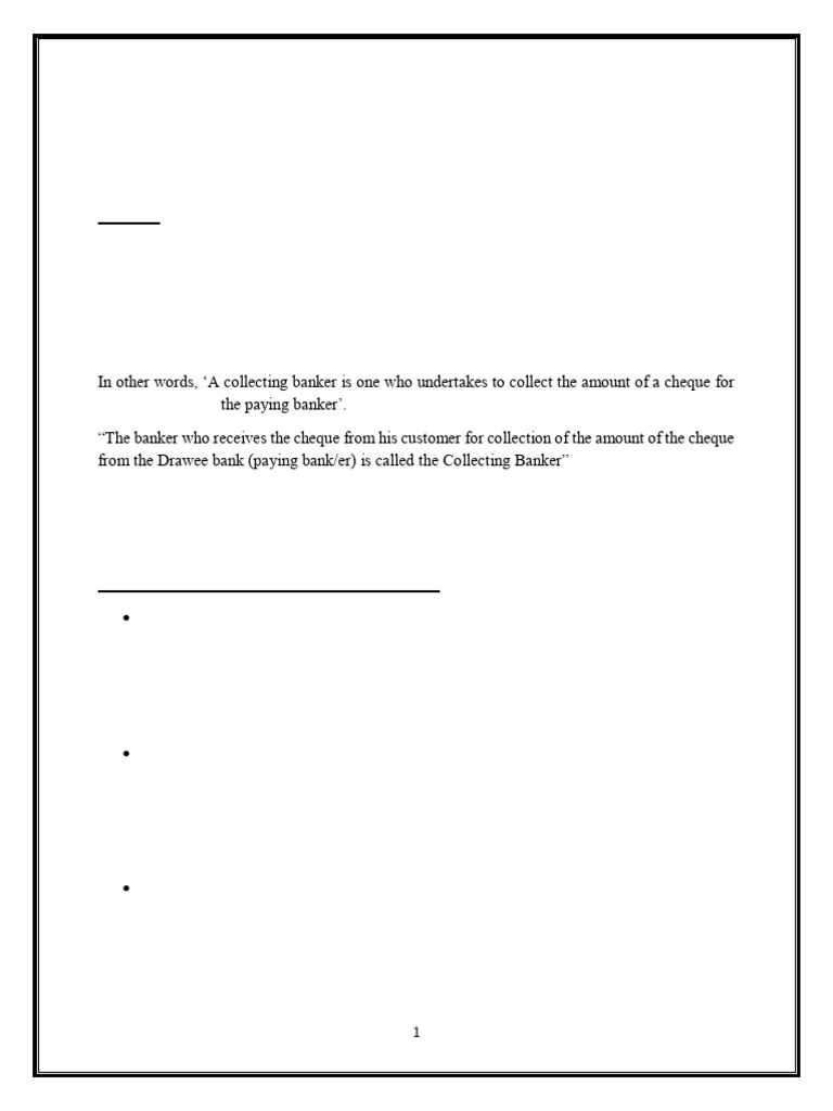 Duties of Collecting Bankers Explained | PDF | Negotiable Instrument ...