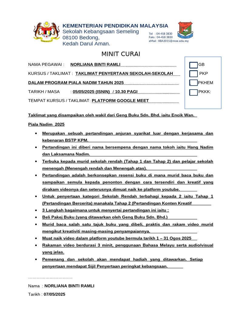 Minit Curai 2 Tahun 2025 | PDF