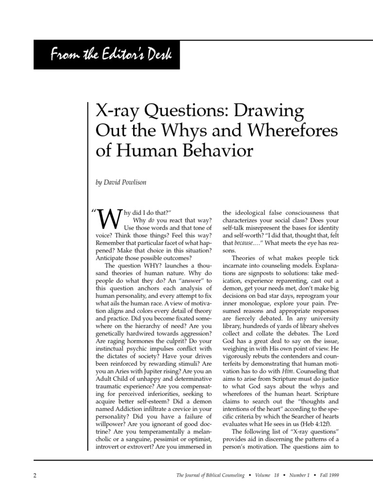 X-ray Questions for Biblical Counseling | PDF | Love | Bible