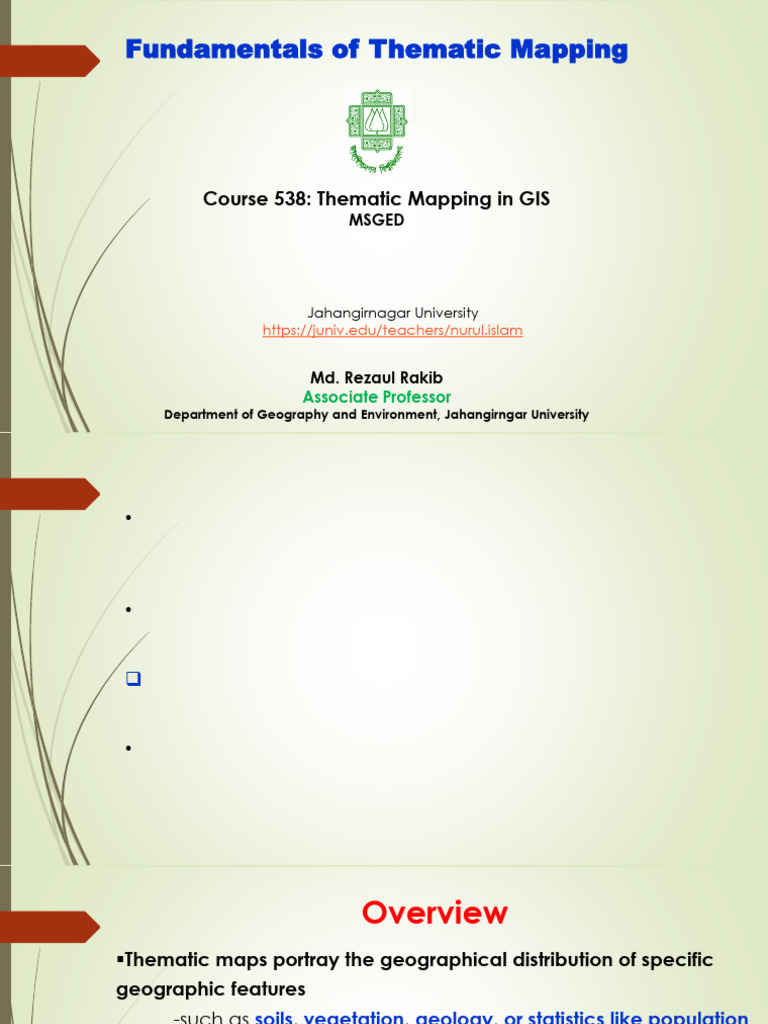 L - 2 - Fundamentals of Thematic Mapping | PDF | Contour Line | Map
