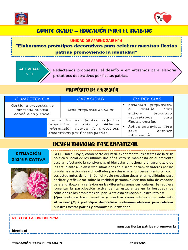 Act 1 - Uda Iv-Guía Informativa - 5° Grado-Ept | PDF | Aprendizaje | El pensamiento de diseño