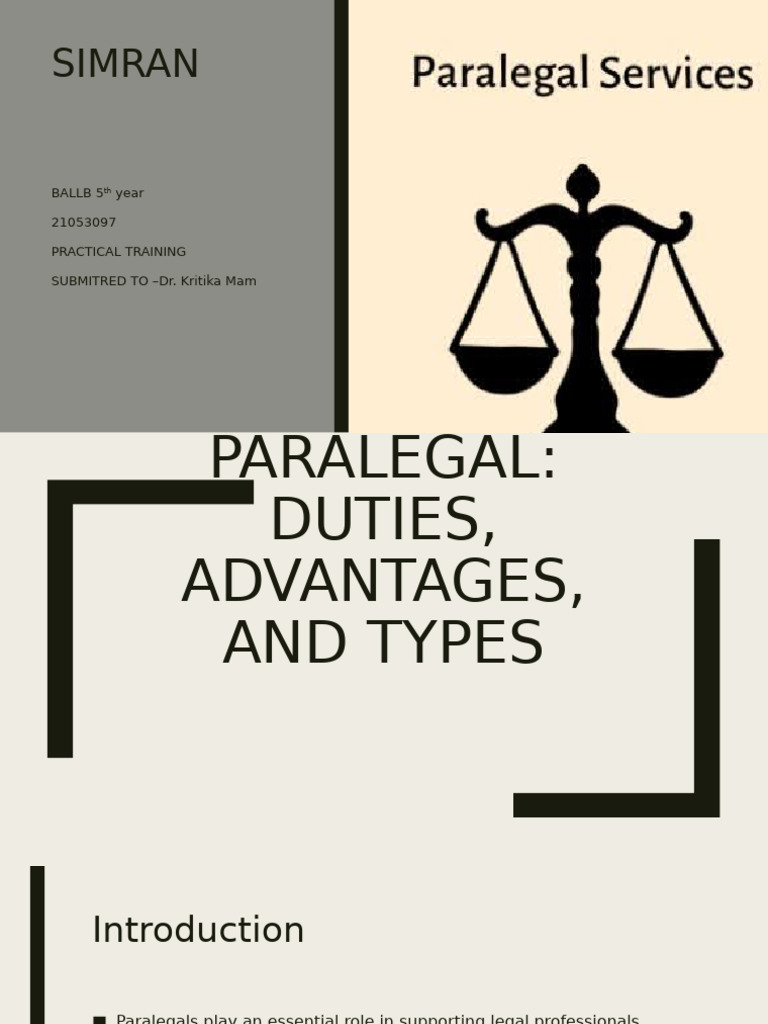 Paralegal Duties Types Advantages | PDF