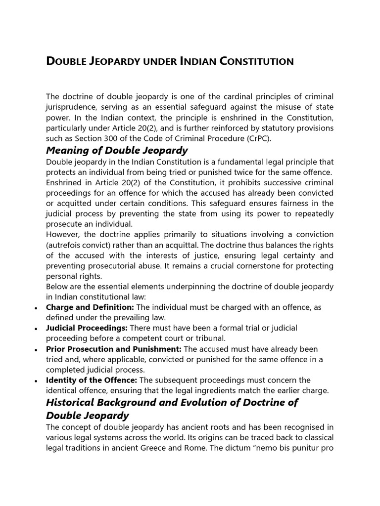 5.1. Double Jeopardy Under Indian Constitution | PDF | Double Jeopardy ...