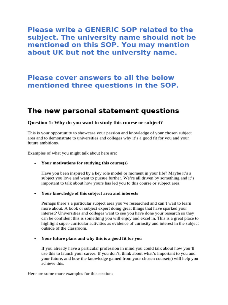 How To Write SOP For UCAS | PDF | Learning | Cognition