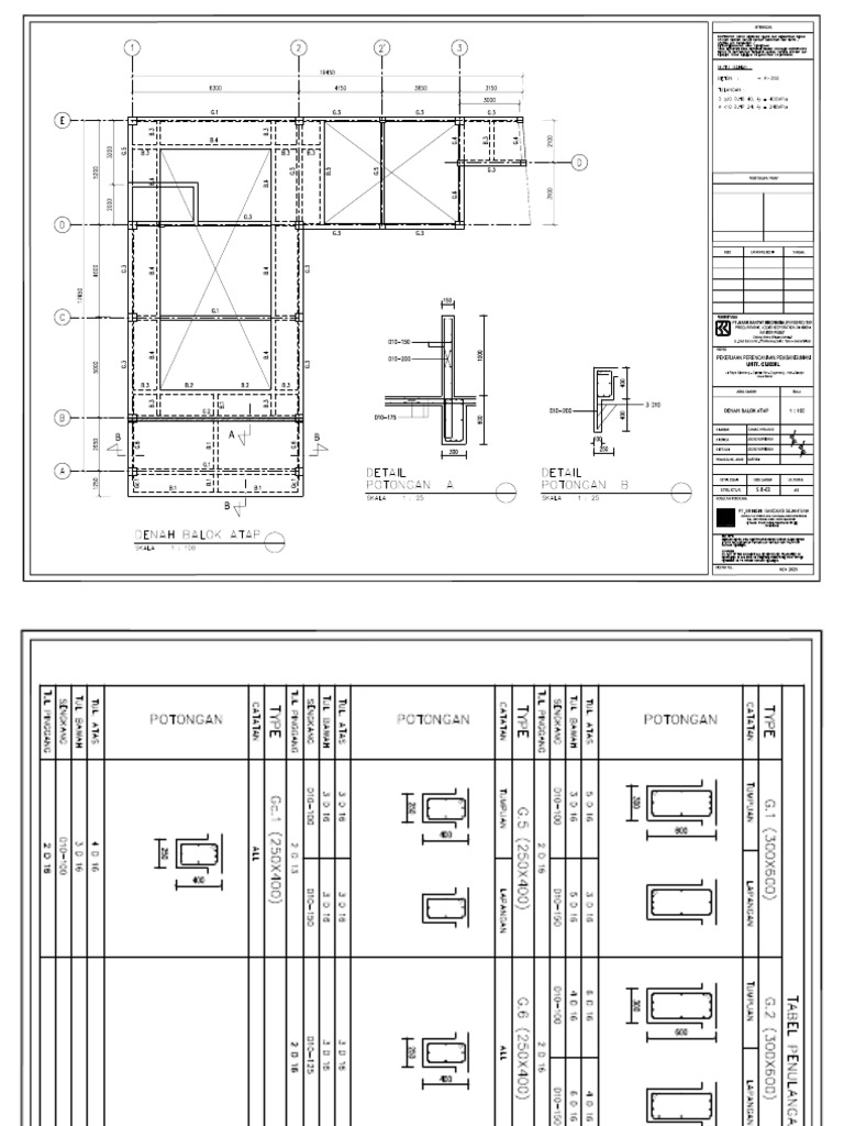 Denah Dan Detail Balok Atap | PDF