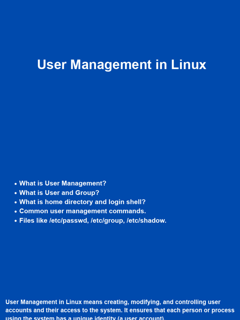 User Management in Linux | PDF | User (Computing) | Unix