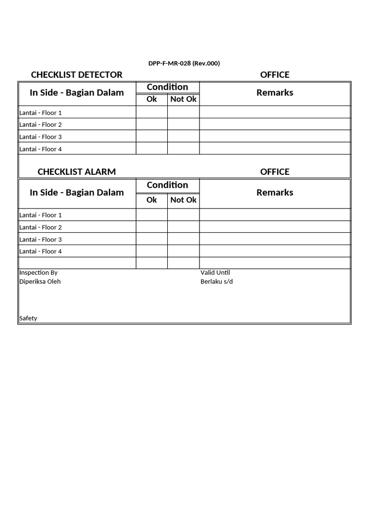 Checklist Detektor Dan Alarm | PDF