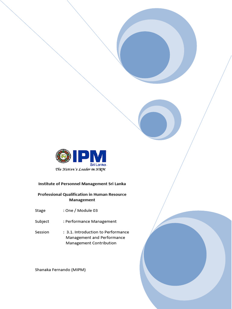 PQHRM. 3.1 Introduction to Performance Management and Performance ...
