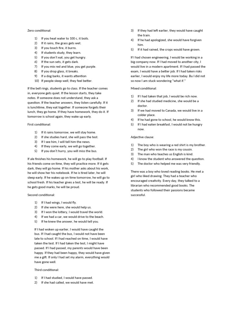 English Conditional Sentences Guide | PDF