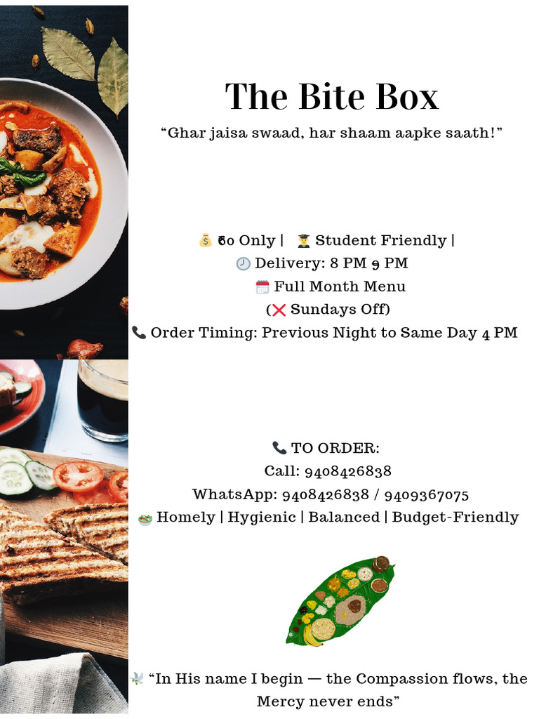 Weekly Homely Dinner Menu Delivery | PDF | South Asian Cuisine ...