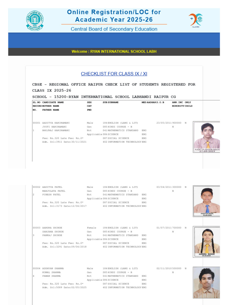 CBSE Class IX Registration Checklist 2025-26 | PDF | Secondary Education