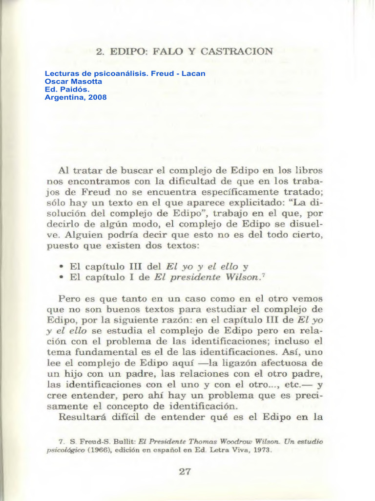 Complejo de Edipo: Falo y Castración | PDF | Complejo de Edipo ...
