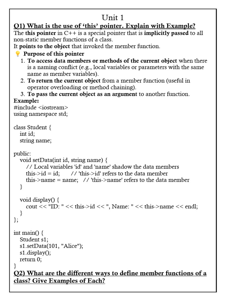 Oop Unit 1 | PDF | Class (Computer Programming) | Method (Computer Programming)