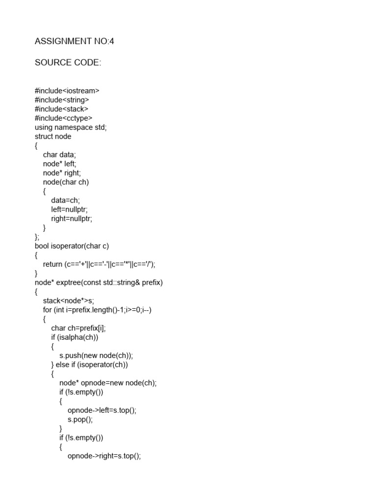 Prefix Expression Tree in C++ | PDF