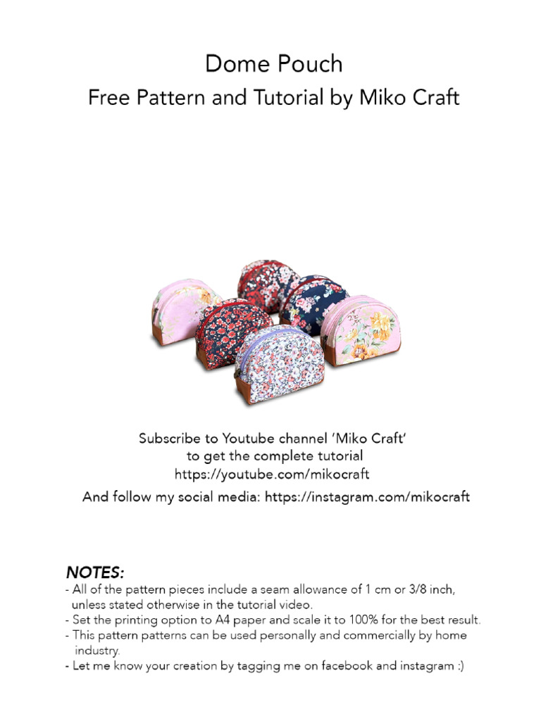 Dome Pouch - Free Pattern and Tutorial by Miko Craft | PDF