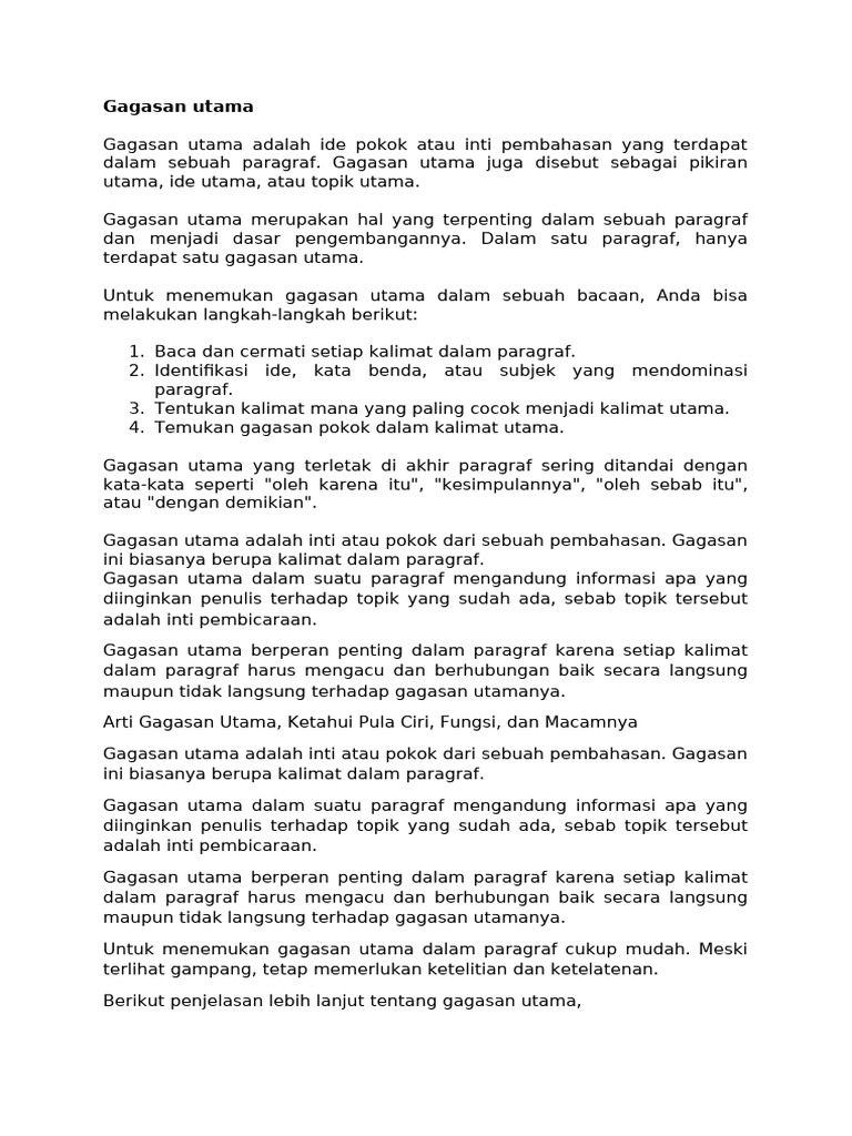 Memahami Gagasan Utama Paragraf | PDF