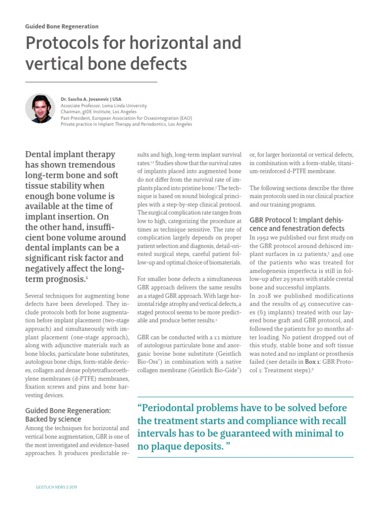 GBR Protocols for Bone Defects | PDF | Dental Implant | Surgical Suture