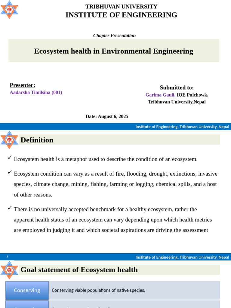 Ecosystem Health in Environmental Engineering [Autosaved] | PDF ...