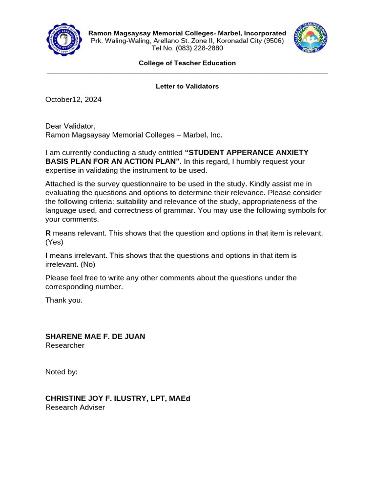 De Juan Final Questioner 10.12.24 | PDF | Psychological Concepts ...