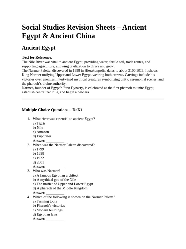 Ancient Egypt & China Study Guide | PDF | Ancient Egypt | Pharaoh