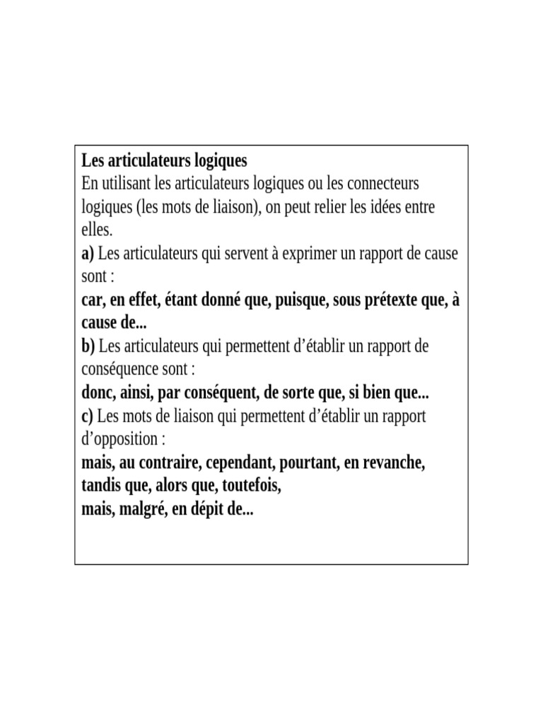 Les Articulateurs Logiques | PDF