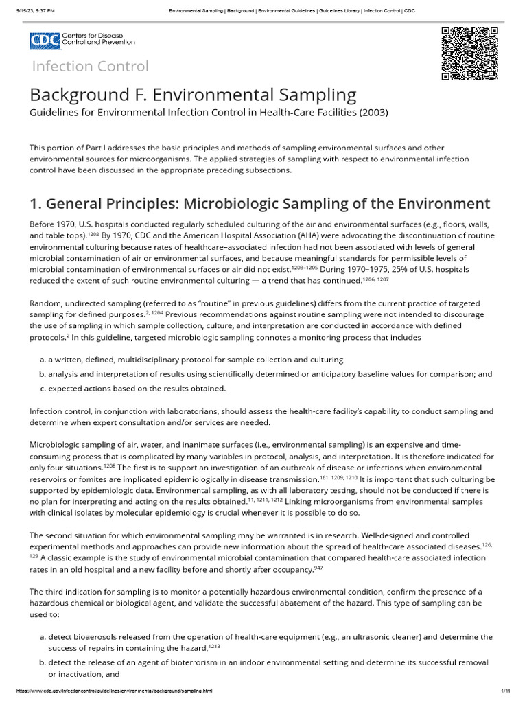 Environmental Sampling - Background - Environmental Guidelines ...