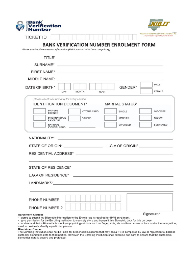 BVN FORM | PDF