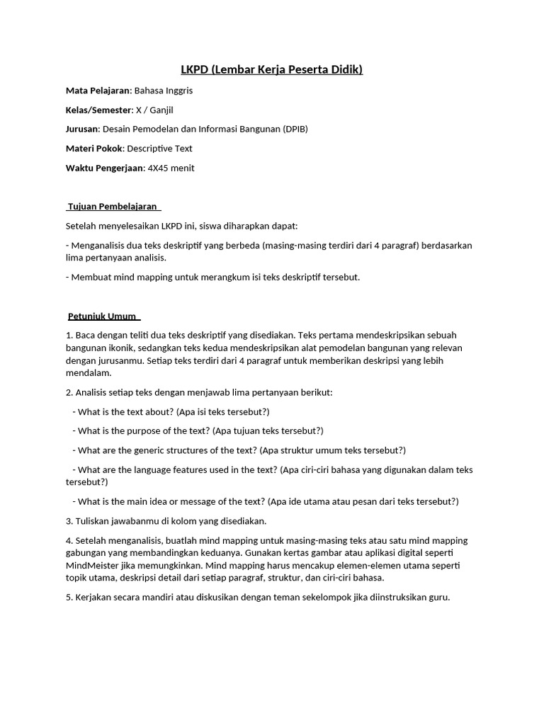 LKPD descriprive text DPIB | PDF | Computer Aided Design | Auto Cad