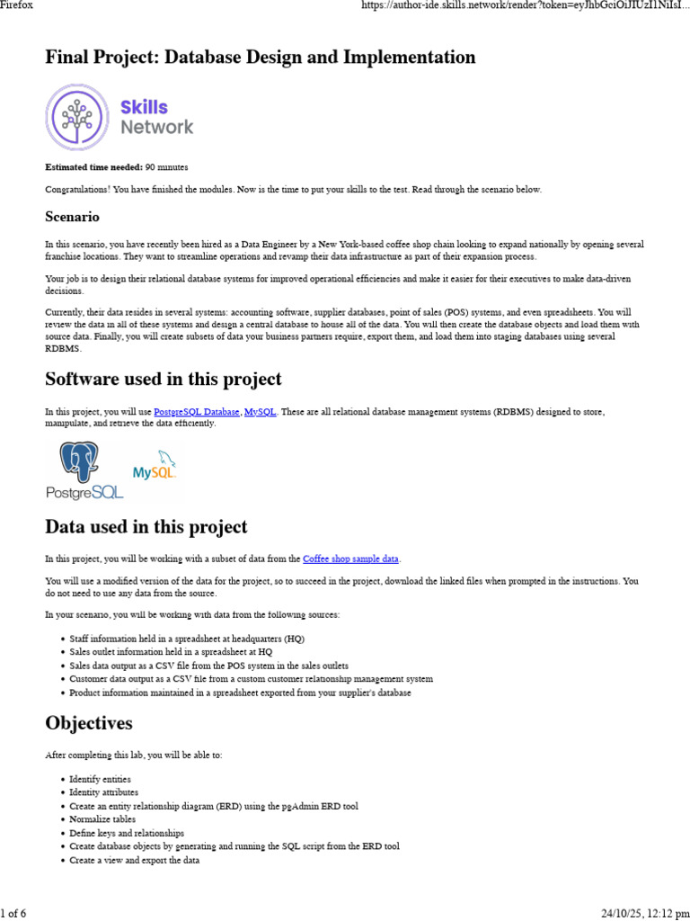 Final Project DataBase Design and Implementation | PDF | Postgre Sql | Databases