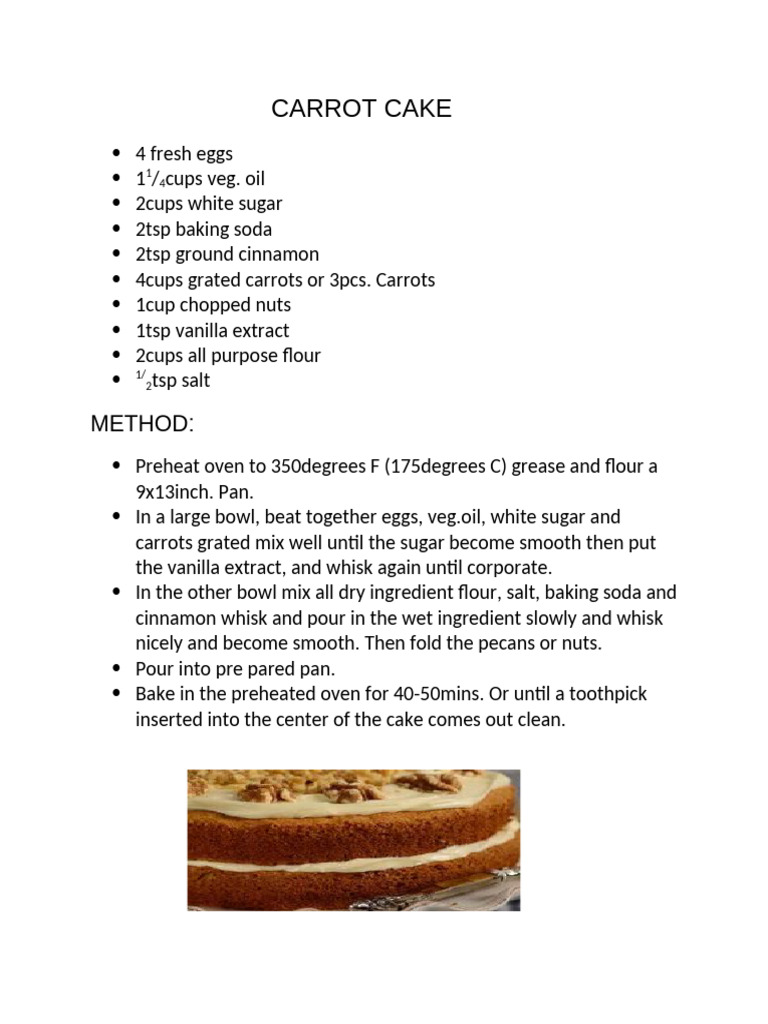 Delicious Carrot Cake Recipe | PDF
