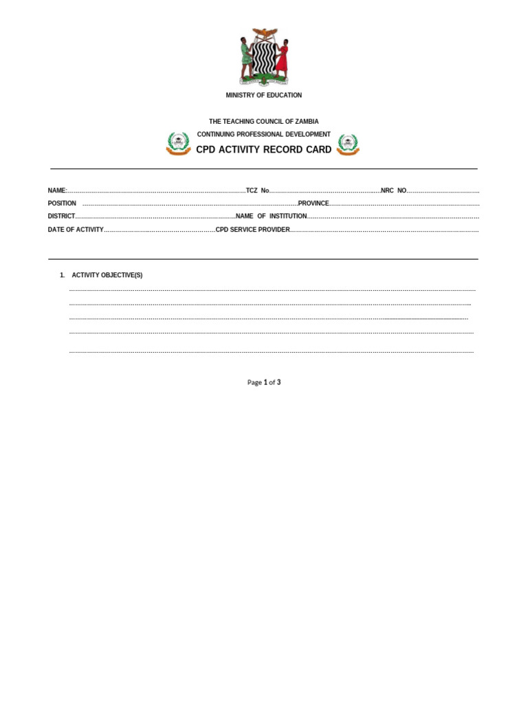 CPD Activity Record Card Template | PDF | Chess Theory