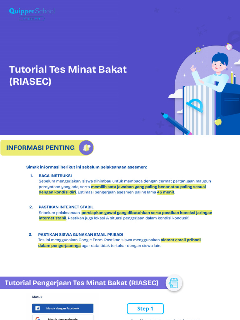 Panduan Tes Minat Bakat RIASEC Online | PDF