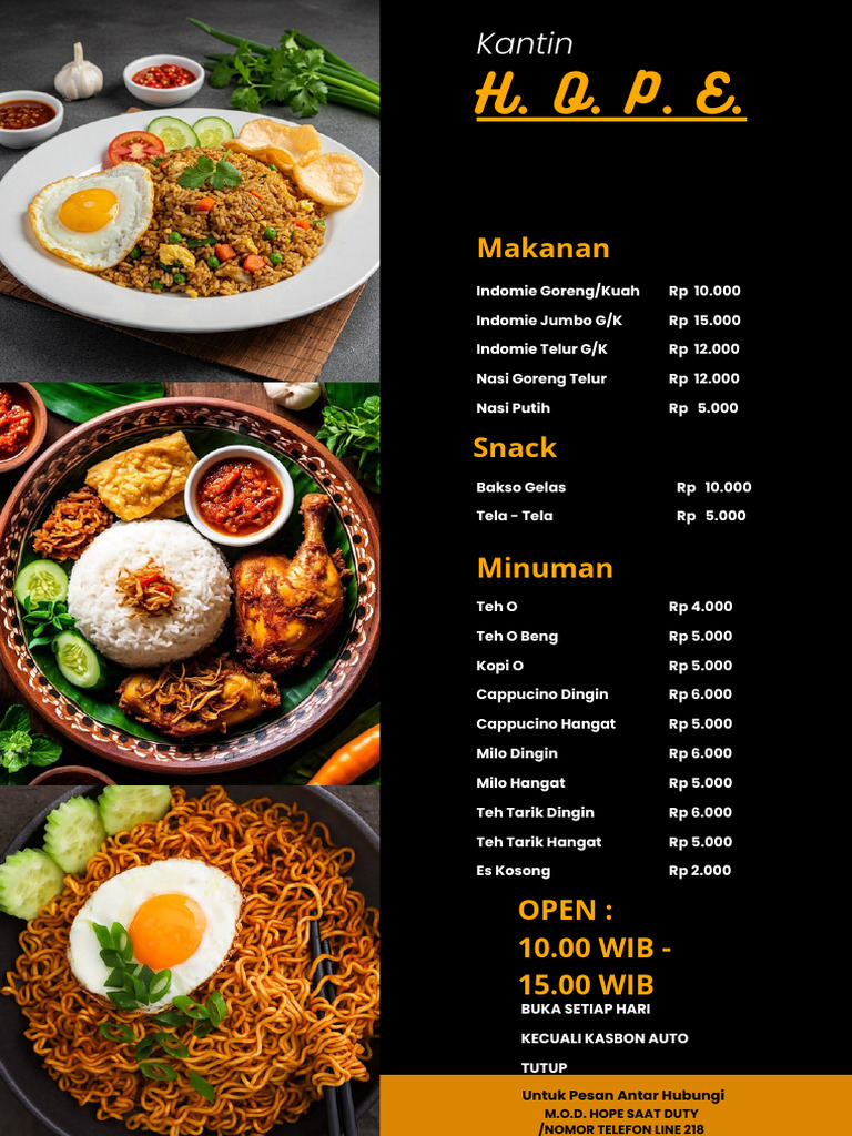 Hitam Dan Kuning Minimalis Menu Restoran Makanan Indonesia - 20250819 ...