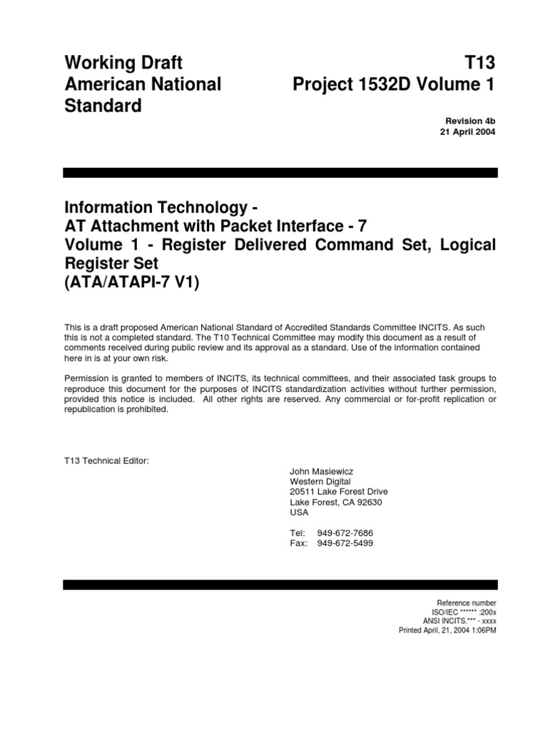 d1532v1r4b ATA ATAPI 7 | PDF | Computer Hardware | Computer Architecture